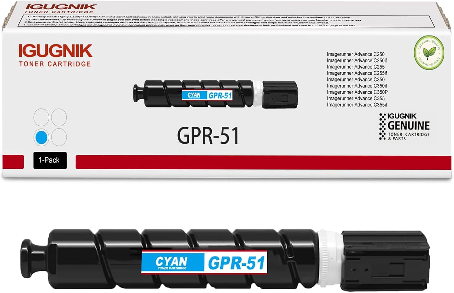 1-Pack GPR 51 High Yield Cyan Toner Cartridges Replacement for Canon ...