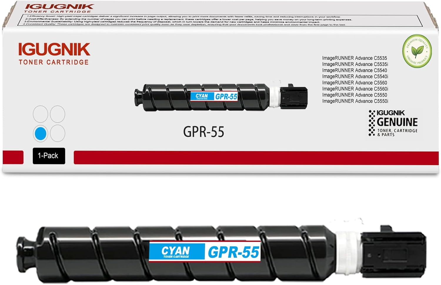 1-Pack GPR-55 High Yield Cyan Toner Cartridges Replacement for Canon ...
