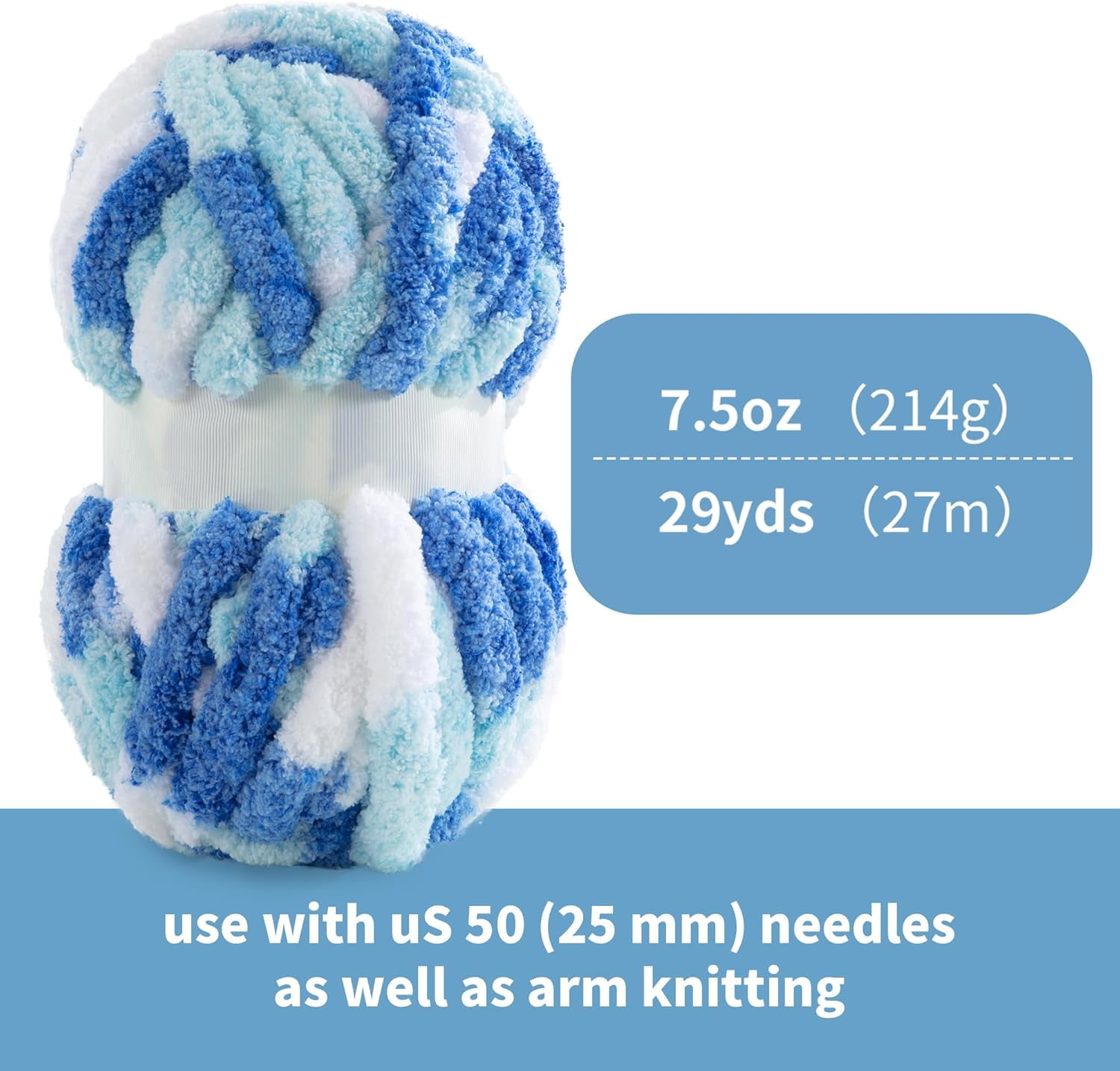 1 Pack Giant Chunky Yarn for Crocheting,Super Bulky Large Soft Fluffy ...