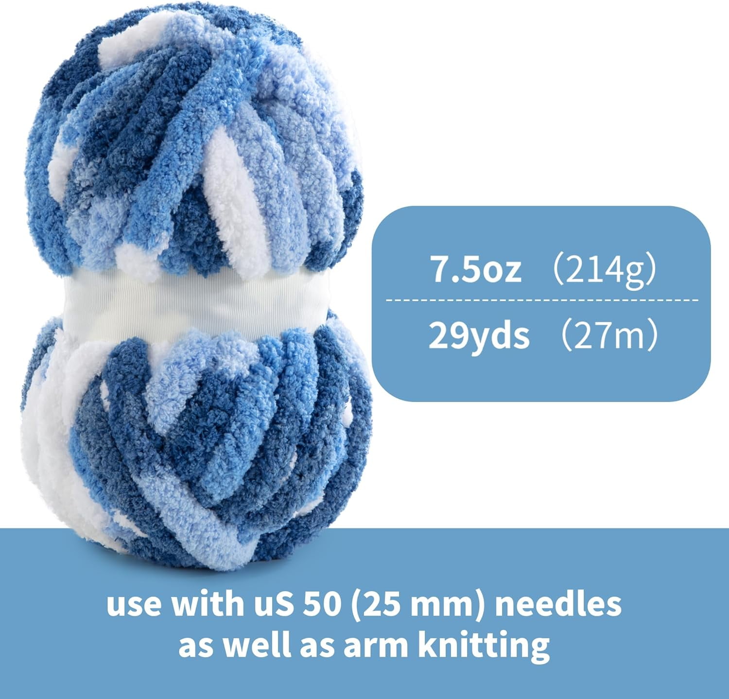 1 Pack Giant Chunky Yarn for Crocheting,Super Bulky Large Soft Fluffy ...
