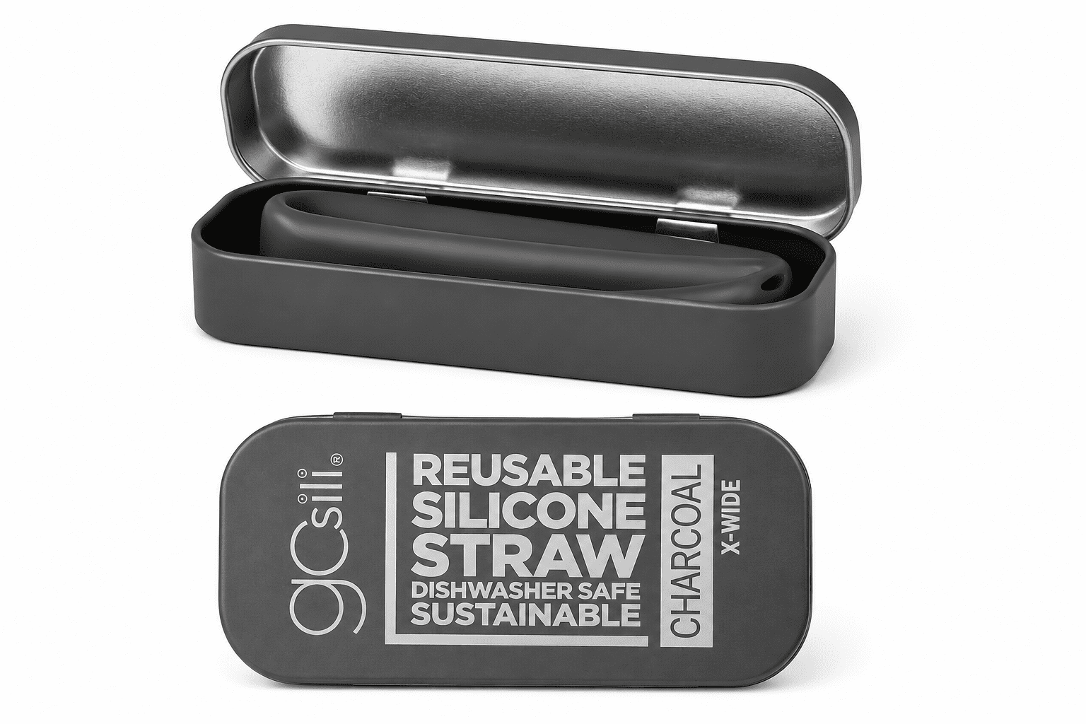 1 Pack GoSili 8.5" X-Wide Reusable Silicone Straws with Metal Travel ...