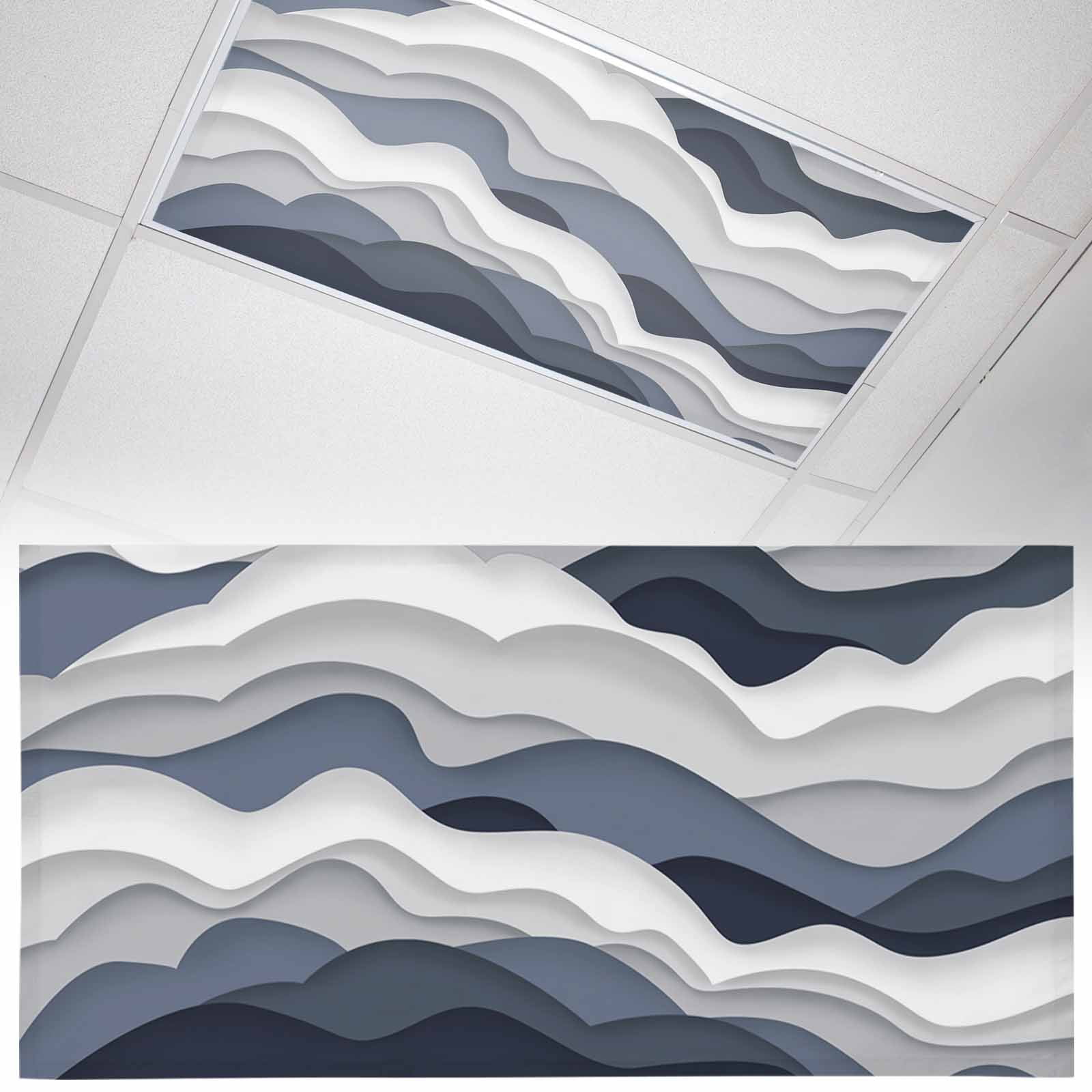 1 Pack Gradient Ocean Fluorescent Light Covers for Ceiling Lights Waves ...