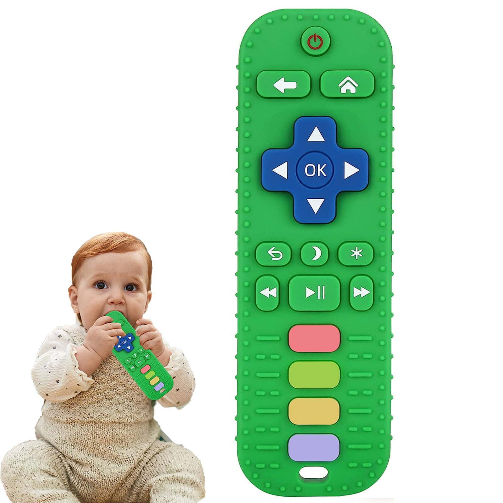1 Pack Green Silicone Teething Toys for Infant Toddlers Remote Control ...