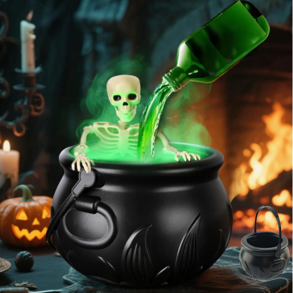 1 Pack Halloween Cauldron with Handle,Large Halloween Candy Bucket ...