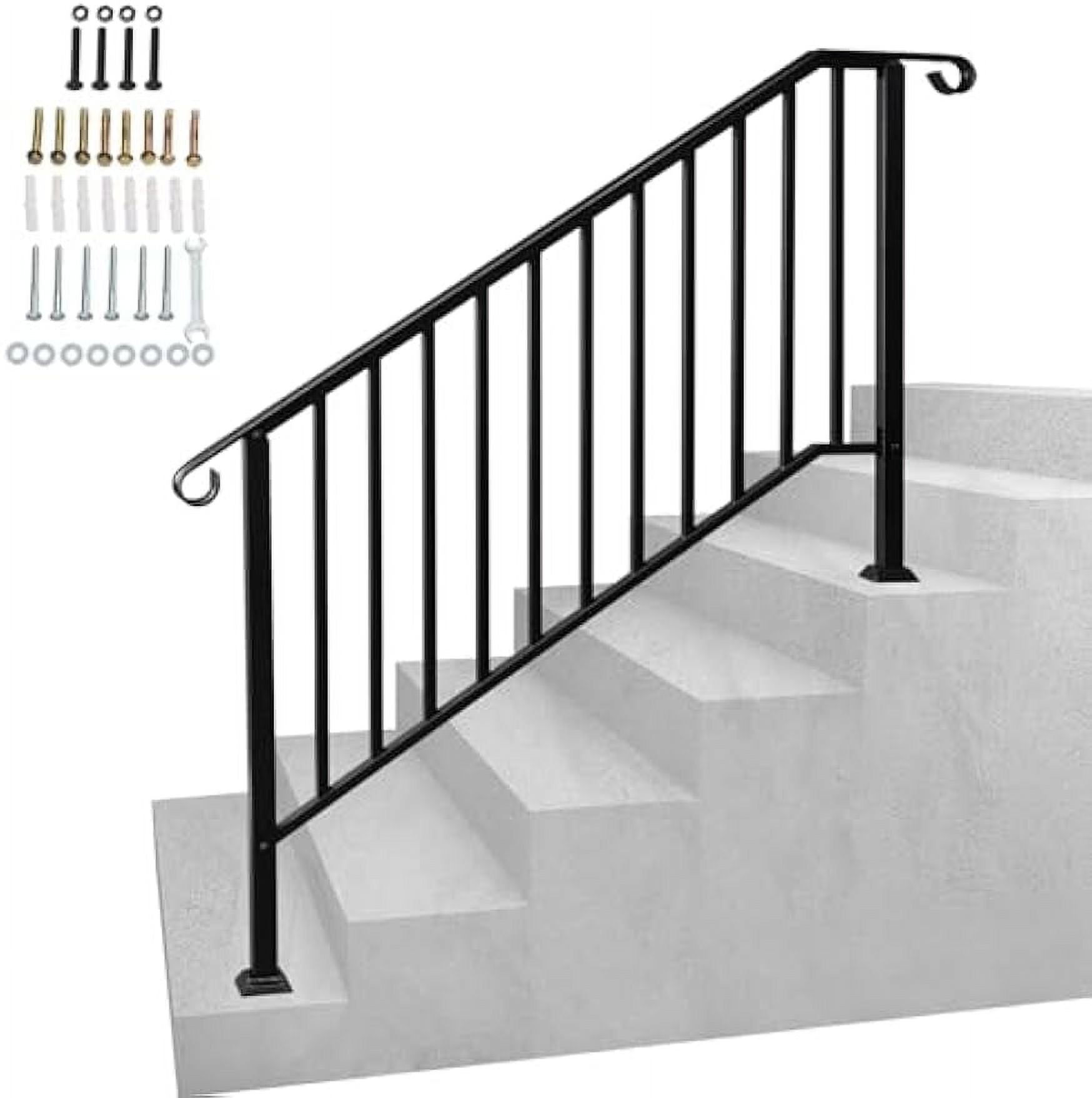 1 Pack Hand Rails for Outdoor 5 Steps, Fit 4 or 5 Steps, Hand Railings ...