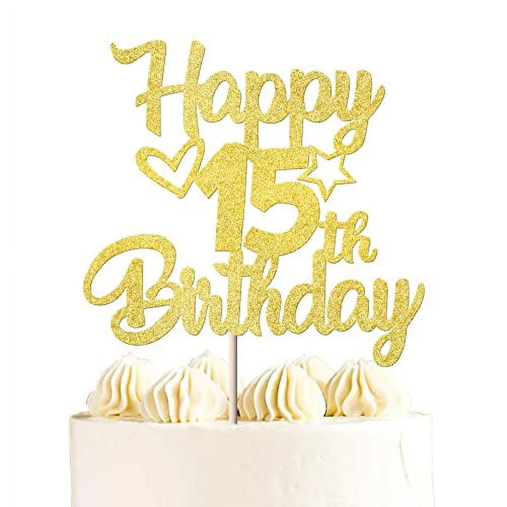1 Pack Happy 15th Birthday Cake Topper Glitter Heart Star 15 Fabulous ...