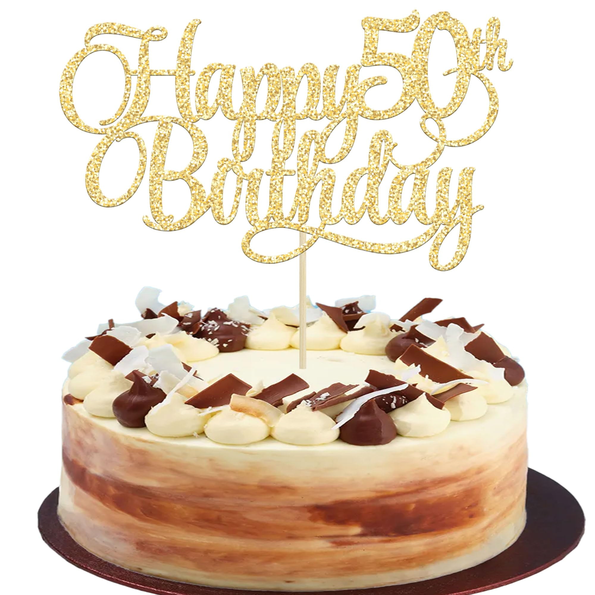 1 Pack Happy 50th Birthday Cake FSH1 Topper Gold Glitter Number 50 ...
