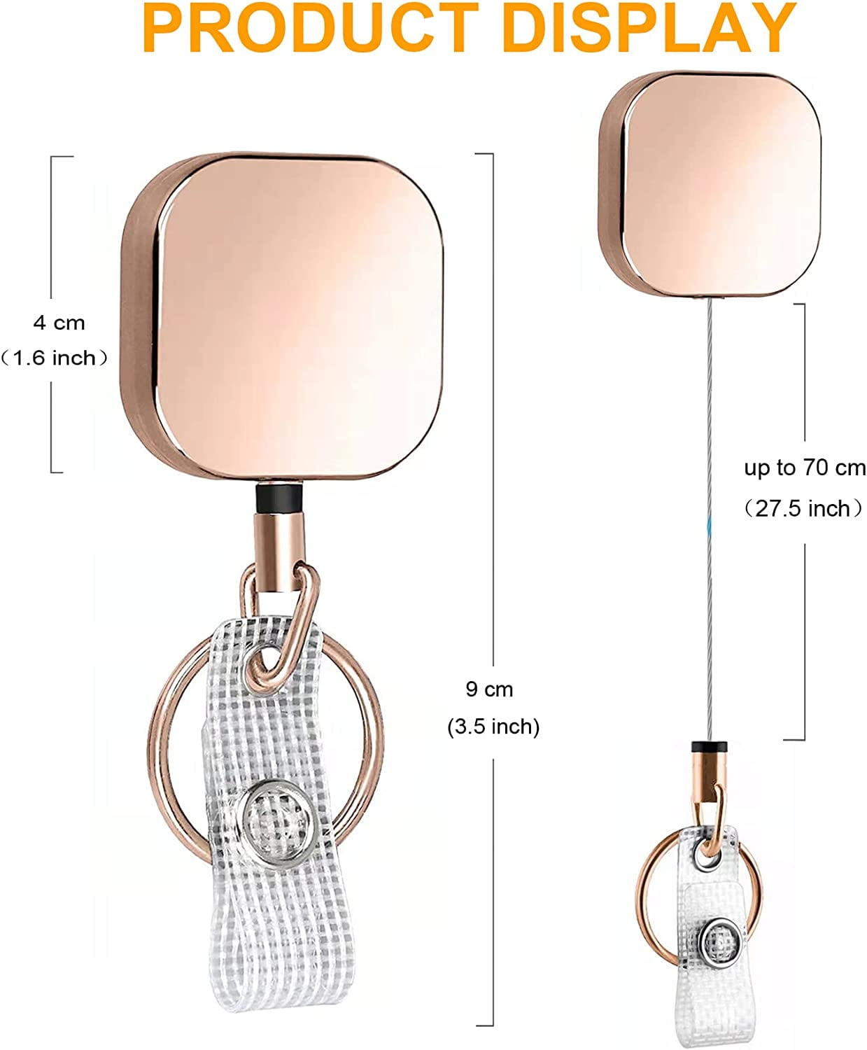 1 Pack Heavy Duty Retractable Badge Reel Metal ID Badge Holder Reel ...