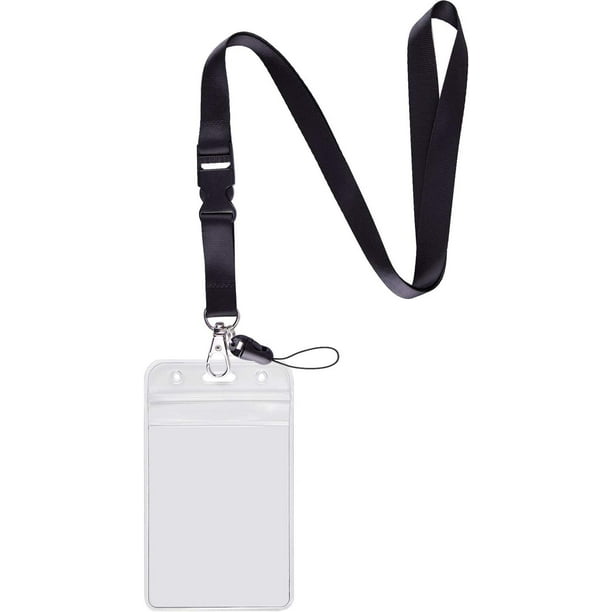 1 Pack ID Badge Holder with Black Lanyards Neck Strap Detachable Buckle Enhanced Breakaway Quick Release Safety Lanyard with Vertical Name Tag Card Holders Waterproof Resealable Clear Plastic Walmart ...