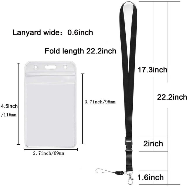 1 Pack ID Badge Holder with Black Lanyards Neck Strap Detachable Buckle ...