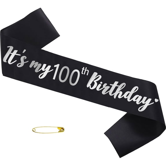 1 Pack It's My 100th Birthday Sash, Purple Satin with Silver Foil ...