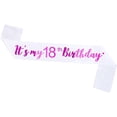 1 Pack It's My 18th Birthday Sash, White Satin with Pink Gradient Foil ...