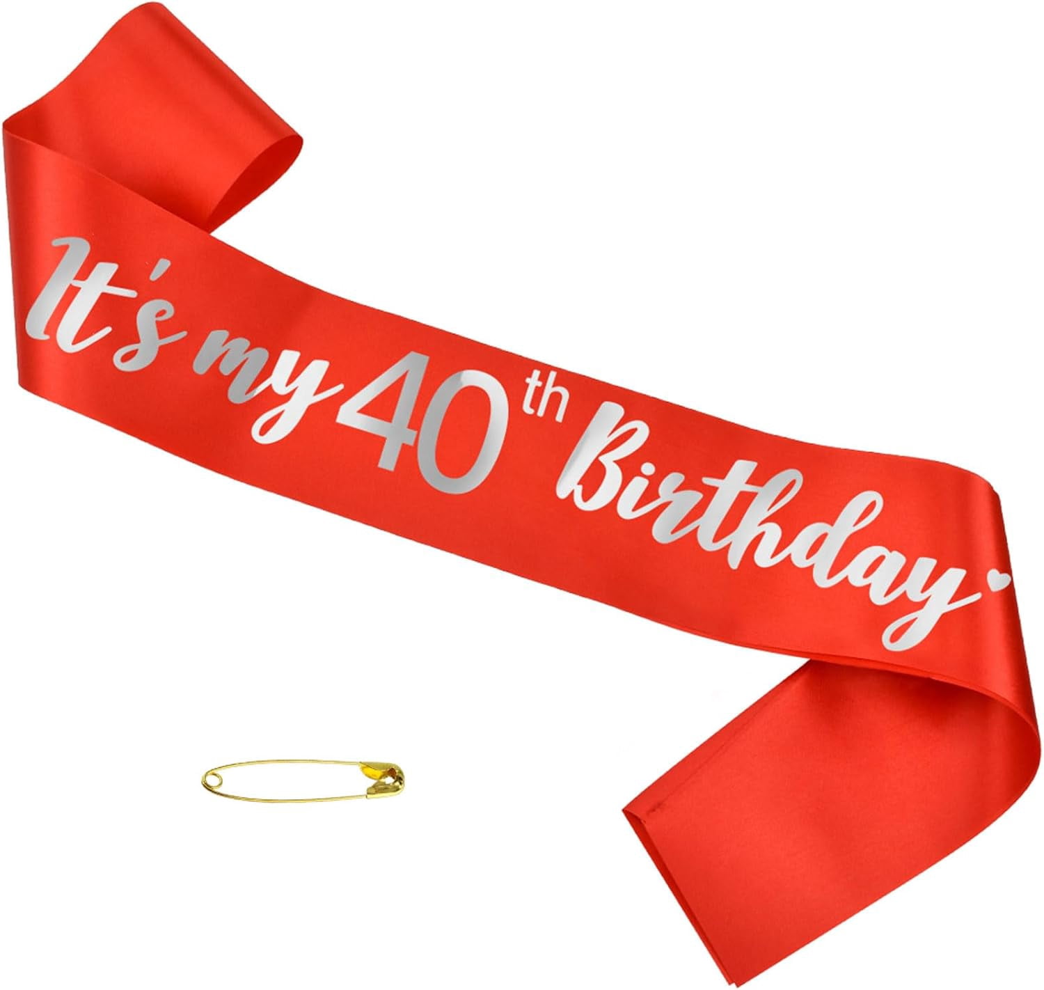 1 Pack It's My 40th Birthday Sash, White Satin with Gold Foil Lettering ...