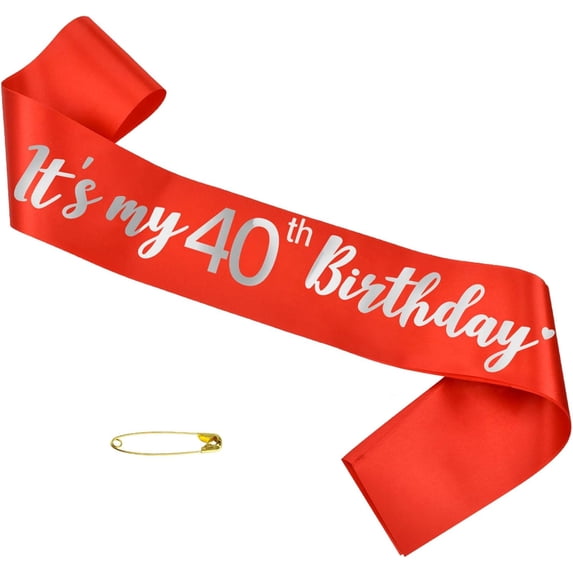 1 Pack It's My 40th Birthday Sash, White Satin with Gold Foil Lettering ...