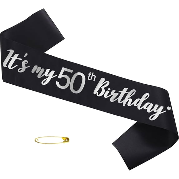1 Pack It's My 50th Birthday Sash, Purple Satin with Silver Foil ...