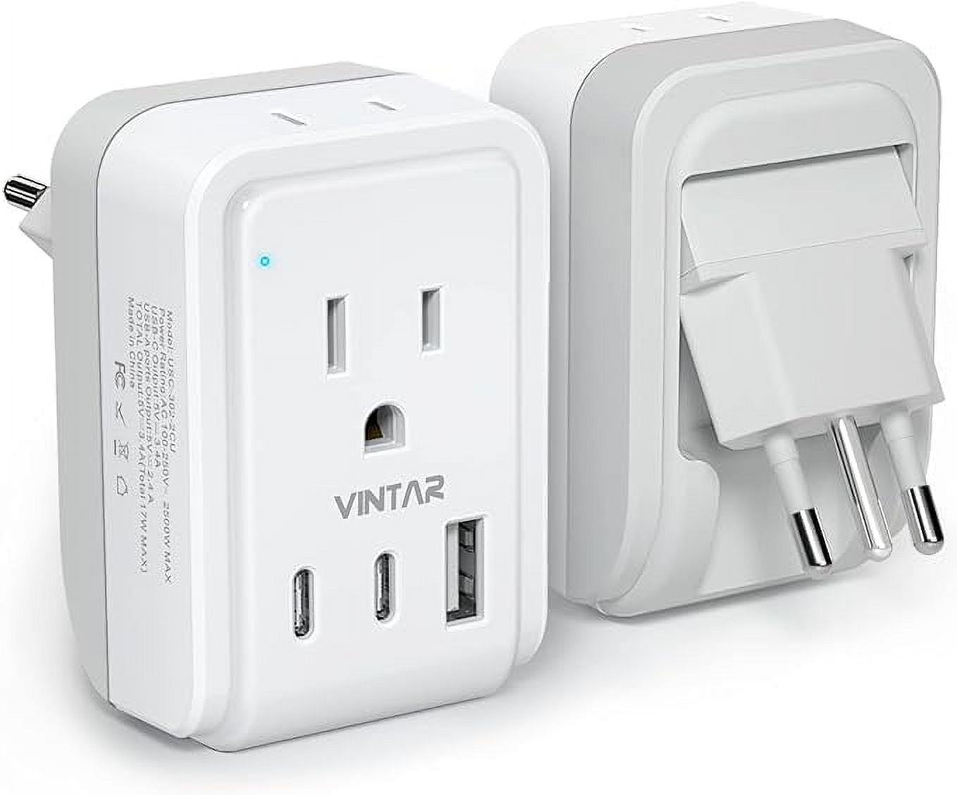 [1-Pack] Italy Travel Plug Adapter, VINTAR 5 in 1 Foldable Italy Power ...