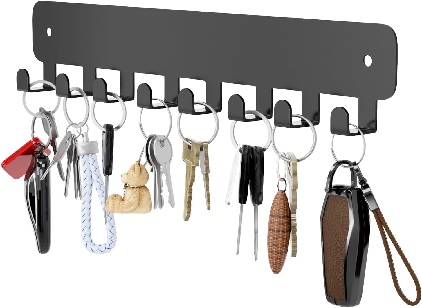 1 Pack Key Holder for Wall Adhesive, Wall Mounted Key Hooks with 8 ...