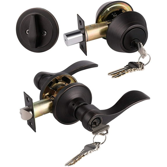1 Pack Keyed Alike Front Door Lever Lockset - Oil Rubbed Bronze ...