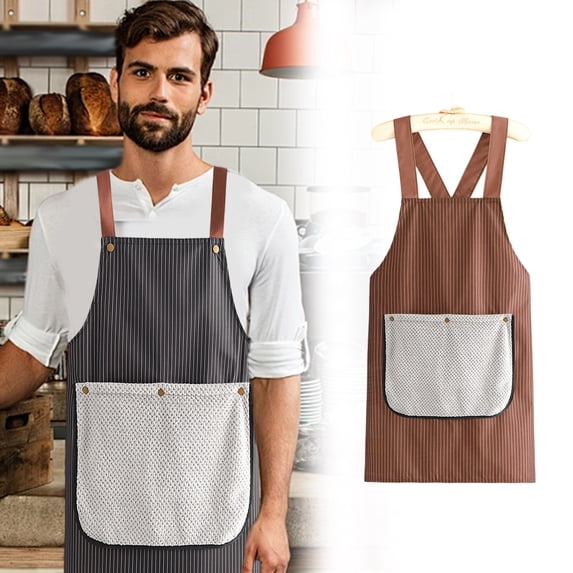 1 Pack Kitchen Apron with Hand Wipe,Water-drop Resistant with 2 Pockets ...