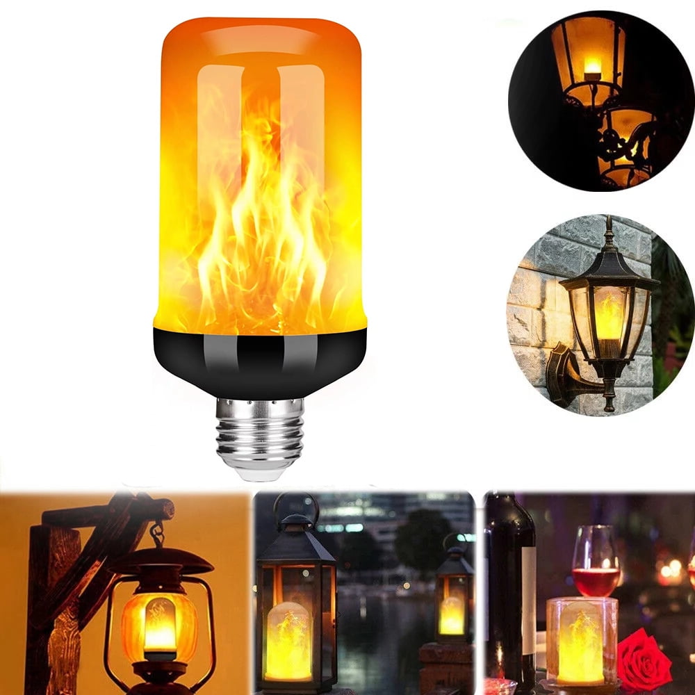 1 Pack LED Flame Effect Light Bulb, 4 Modes Fire Lighting Bulb, E26 ...