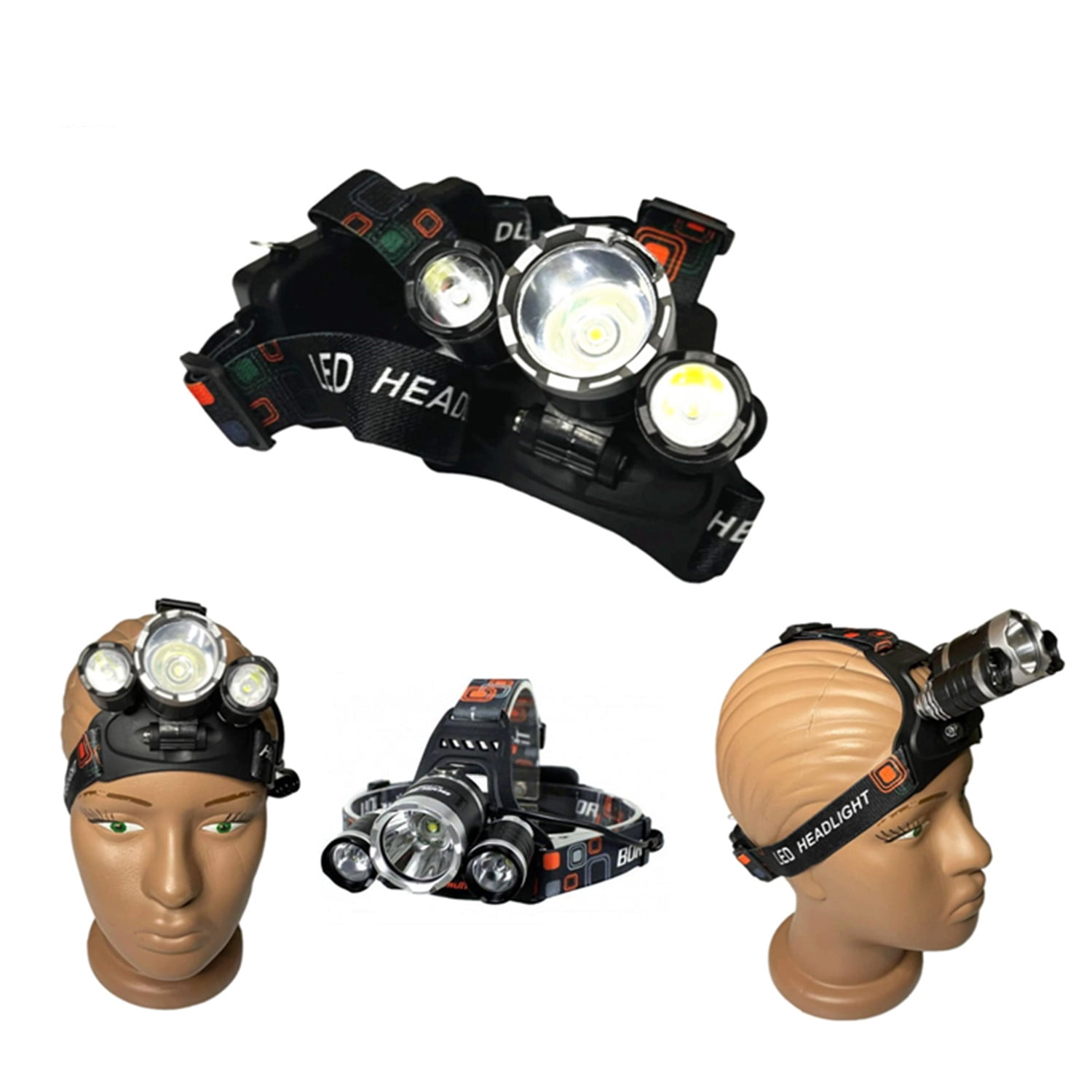 1 Pack LED Head Torch Headlamp Light Band Rechargeable Lamp Headlight ...