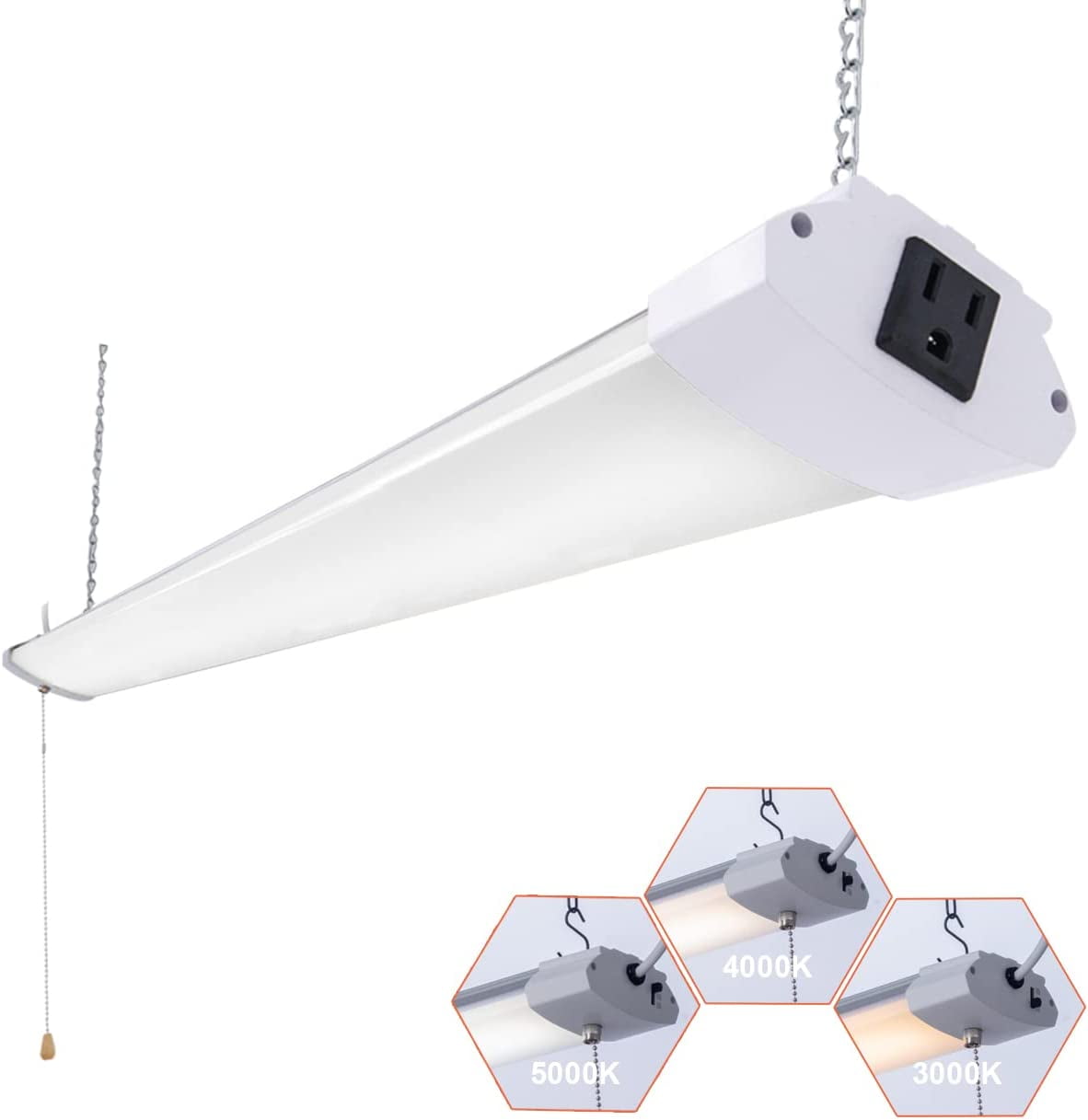 1 Pack LED Shop Light 4FT 48W Linkable Utility Integrated Ceiling ...