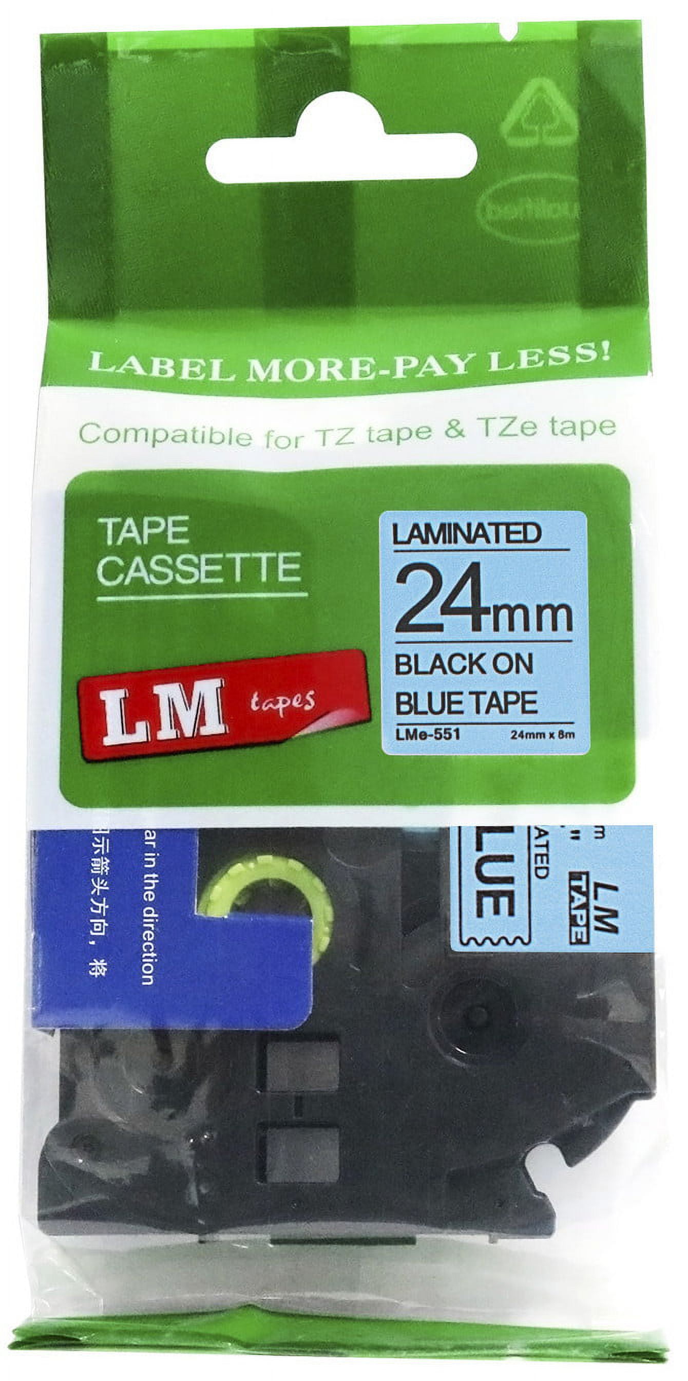 1/Pack LM Tapes - Premium 1" Black Print on Blue Label (24mm 0.94 ...