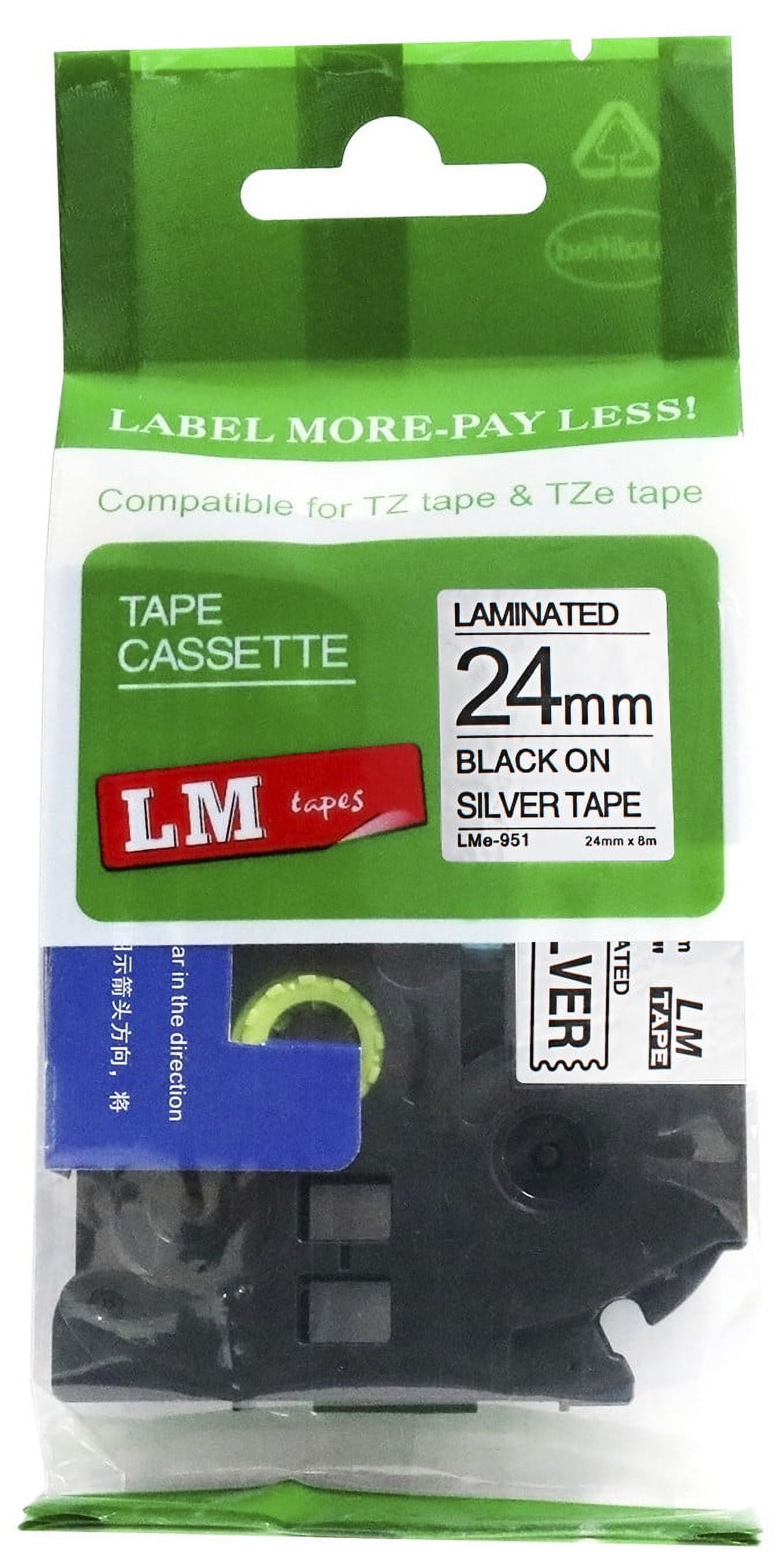 1/Pack LM Tapes - Premium 1" Black Print on Silver Label (24mm 0.94 ...