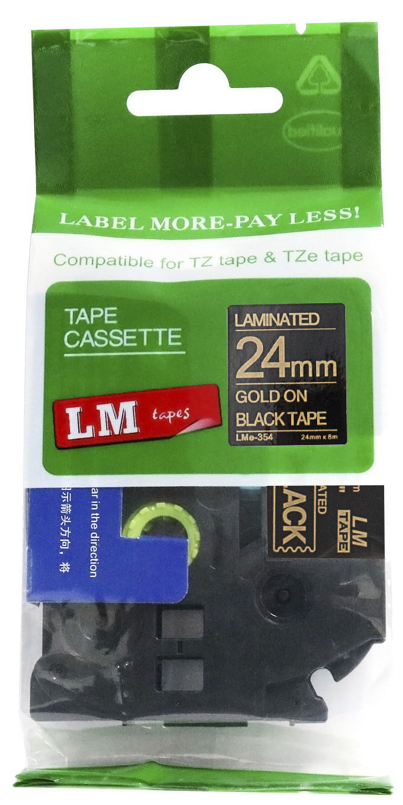 1/Pack LM Tapes - Premium 1" Gold Print on Black Label (24mm 0.94 ...