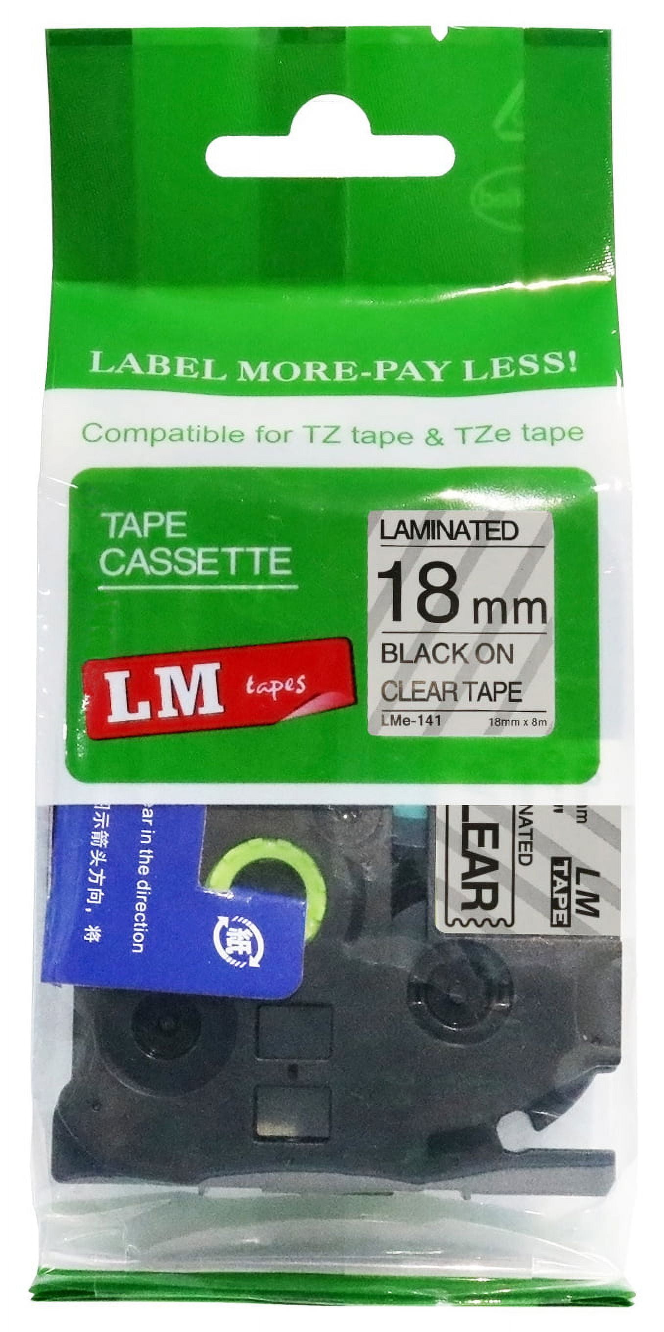1/Pack LM Tapes - Premium 3/4" Black Print on Clear Label Compatible ...