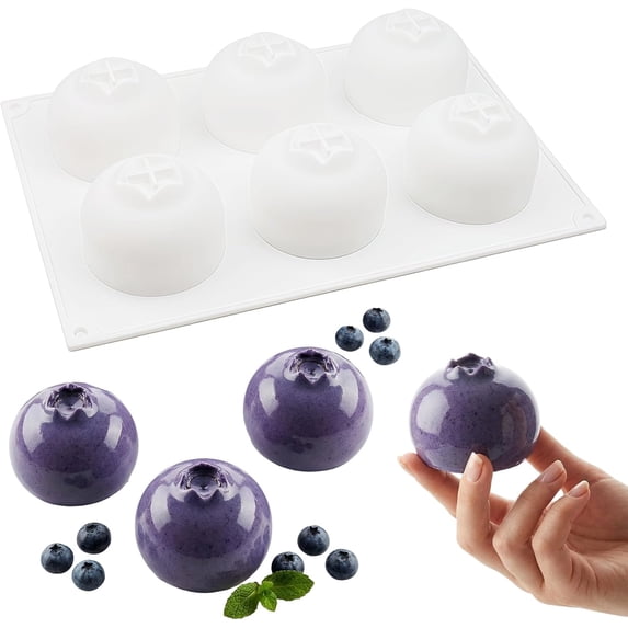 1 Pack Large 6-Cavity 3D Blueberry Silicone Mold, Food-Grade Non-Stick ...