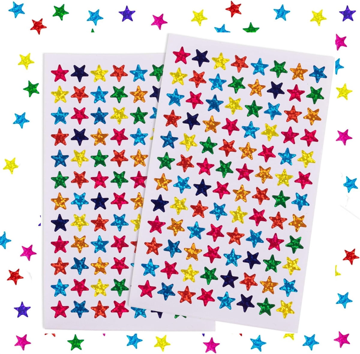 1 Pack Laser Five-Pointed Star Stickers,Colorful Self Adhesive Star ...