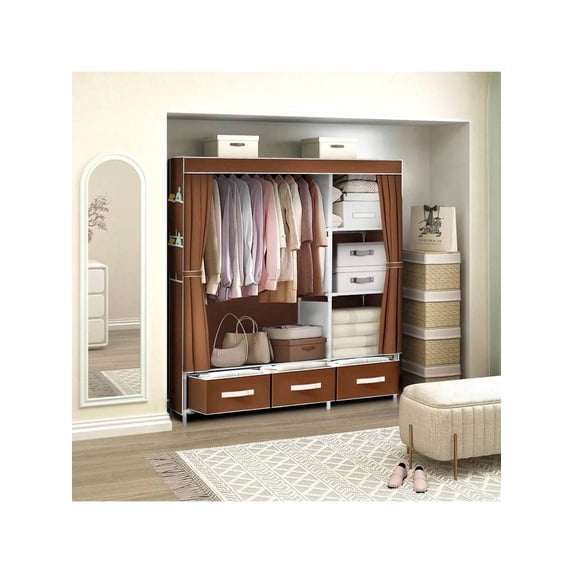 1-Pack Lightweight Wardrobe, Fabric Wardrobe, Portable Wardrobe With ...