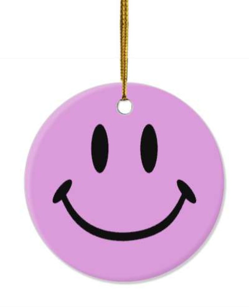 1 Pack - Lilac Classic Smiley Face Ceramic Christmas Ornament and Home ...