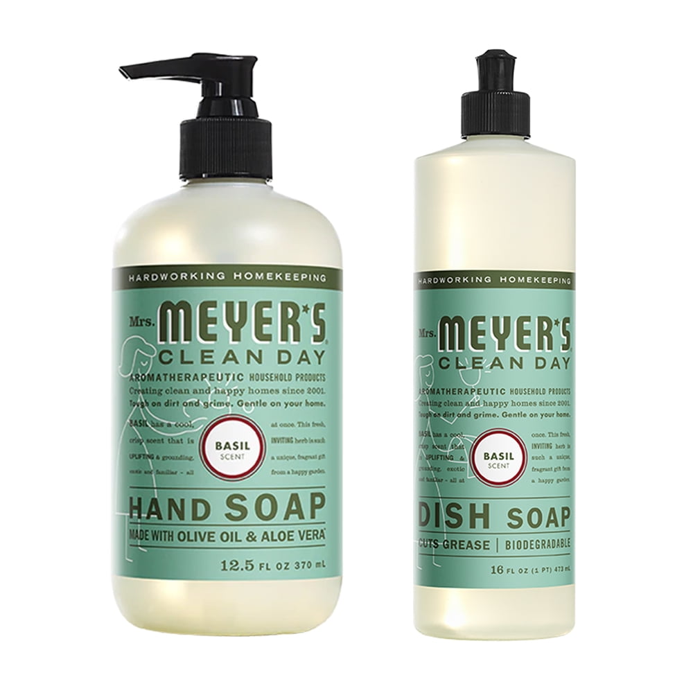 1 Pack Liquid Hand Soap 12.5 Fl oz & 1 Pack Dish Soap 16 Fl oz, Basil ...