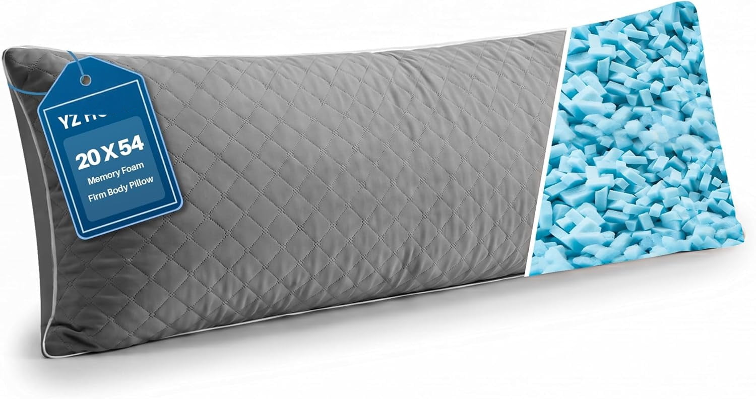 1 Pack Long Body Pillow, 20x54 Inch, Shredded Memory Foam Filling ...