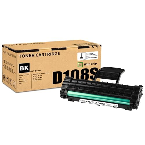 1 Pack MLT-D108S High Yield Toner Cartridge Compatible for Samsung ML ...