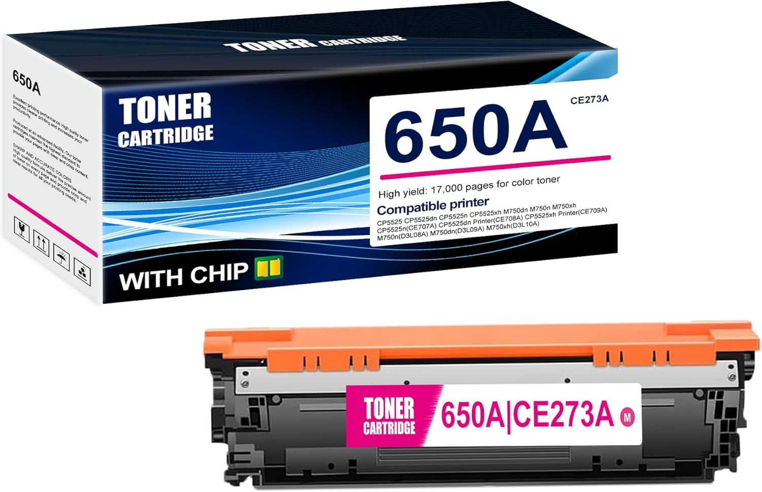1-Pack Magenta 650A CE273A Toner Cartridge: Compatible 650A CE273A ...
