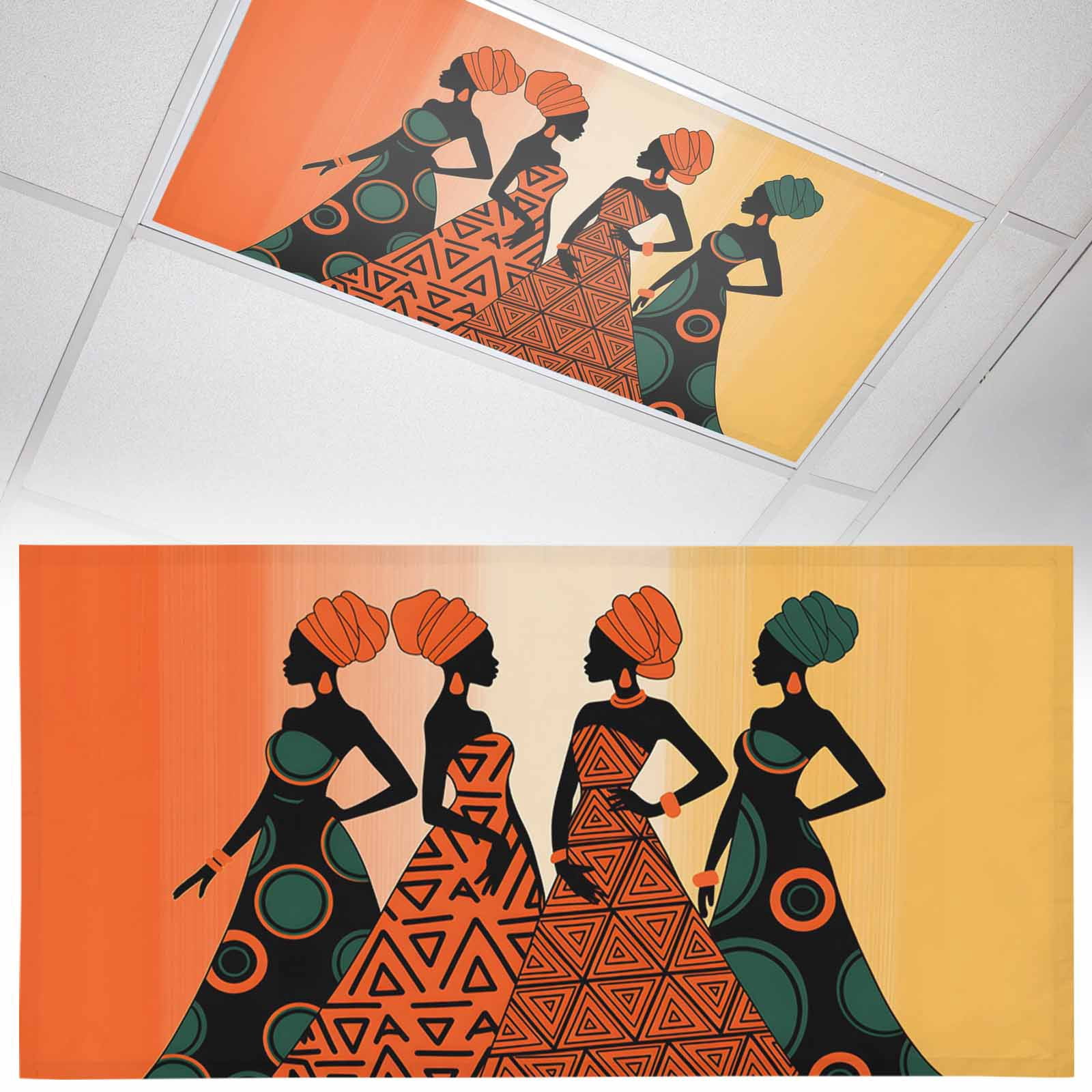 1 Pack Magnetic Fluorescent Light Covers, 2x4 Ft, African Women Black ...