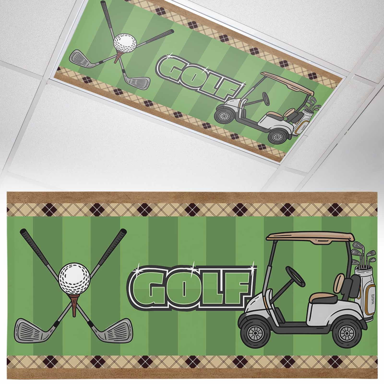1 Pack Magnetic Fluorescent Light Covers 2x4 Ft, Golf Club Pattern Golf ...
