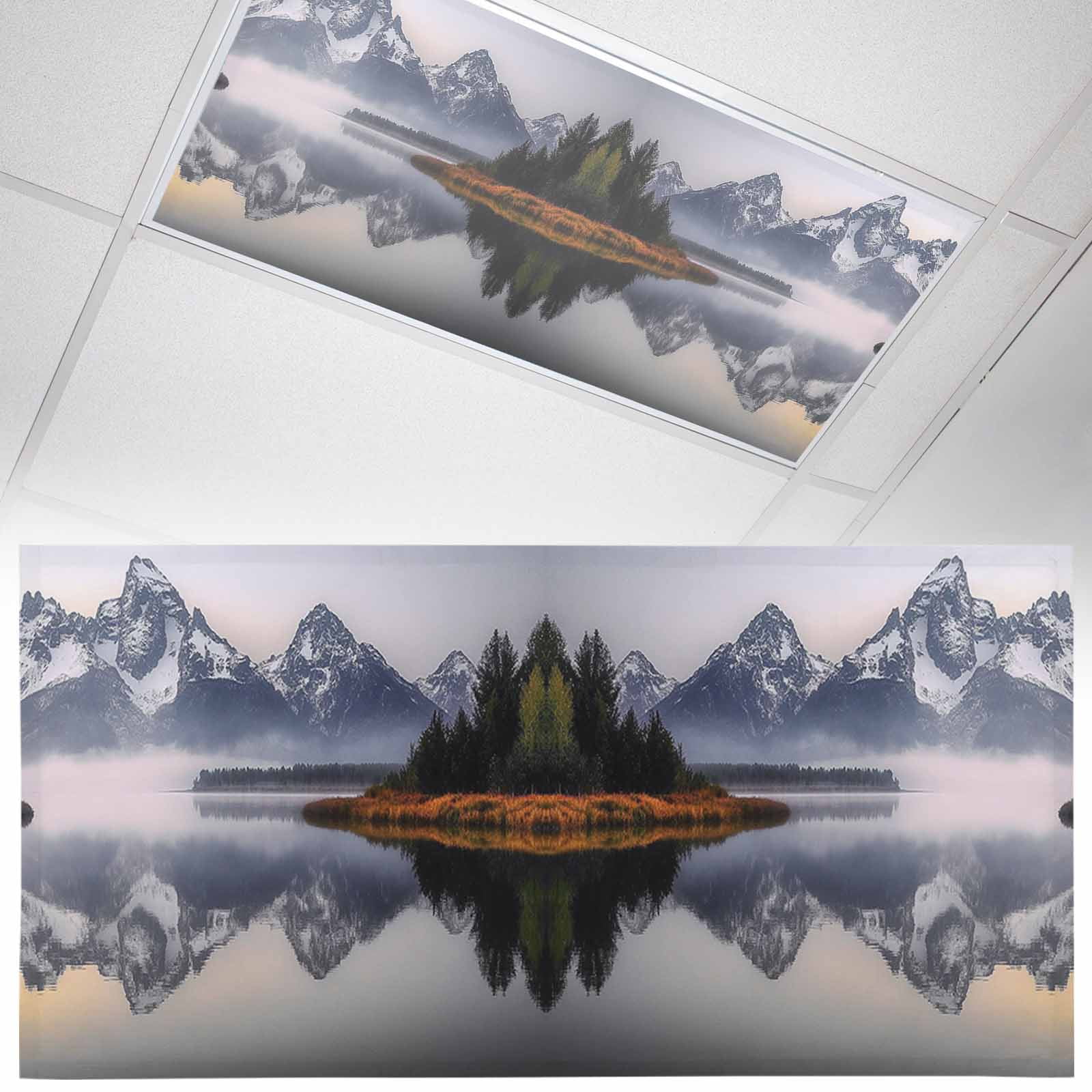 1 Pack Magnetic Fluorescent Light Covers, 2x4 Ft, Modern Landscape Snow ...