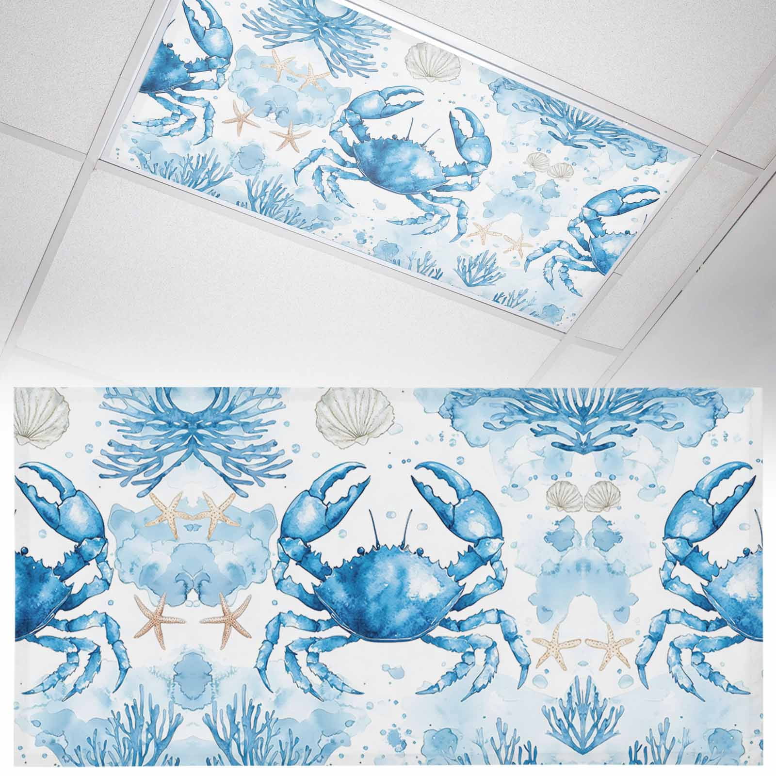 1 Pack Magnetic Fluorescent Light Covers, 2x4 Ft, Ocean Crab Shell ...