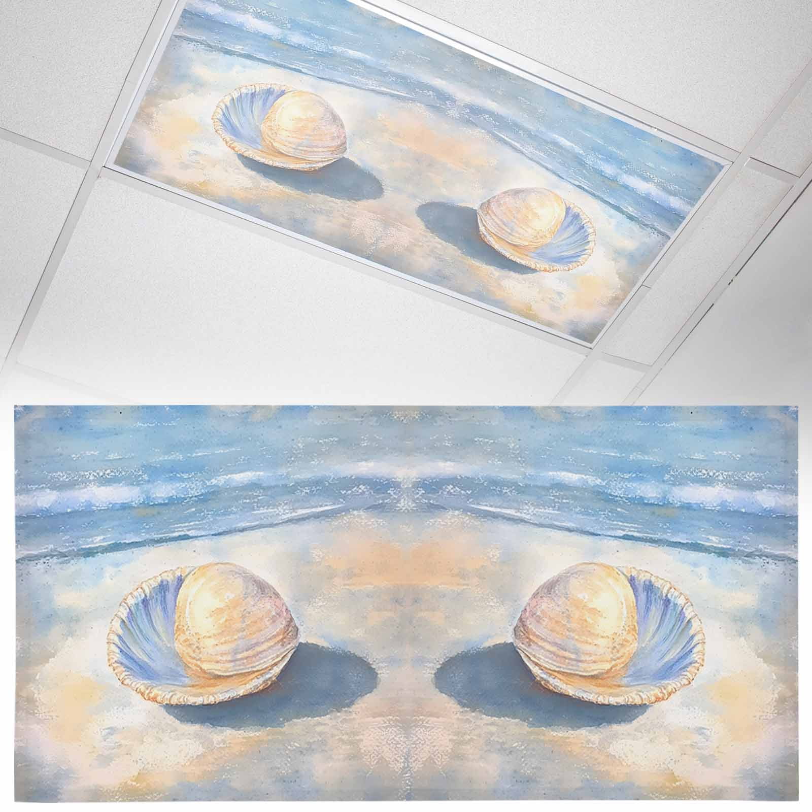 1 Pack Magnetic Fluorescent Light Covers 2x4 Ft, Ocean Shells Summer ...