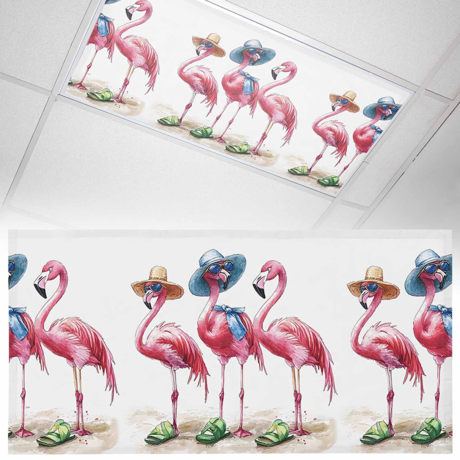 1 Pack Magnetic Fluorescent Light Covers, 2x4 Ft, Summer Flamingo Green ...