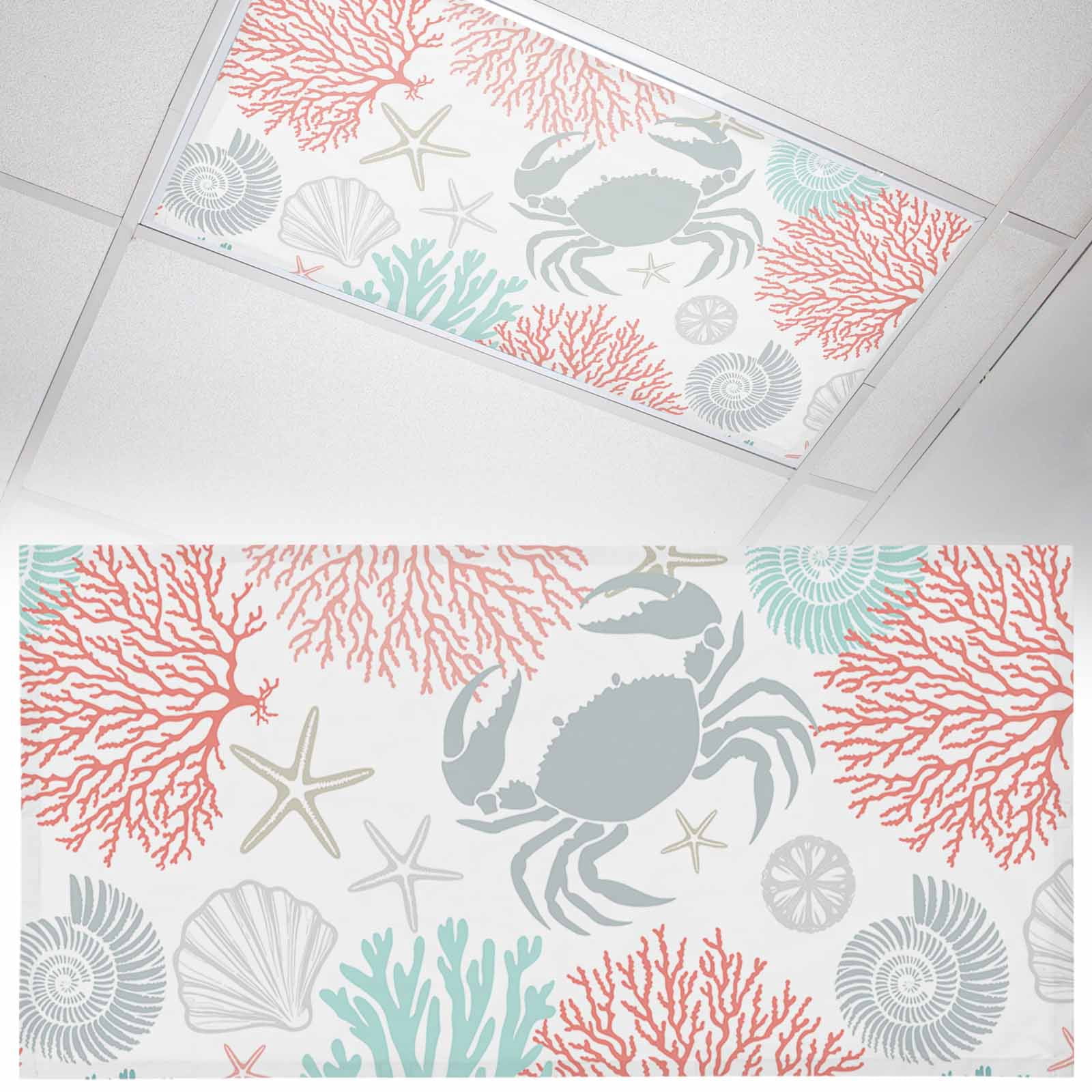 1 Pack Magnetic Fluorescent Light Covers 2x4 Ft, Summer Red Orange Crab ...