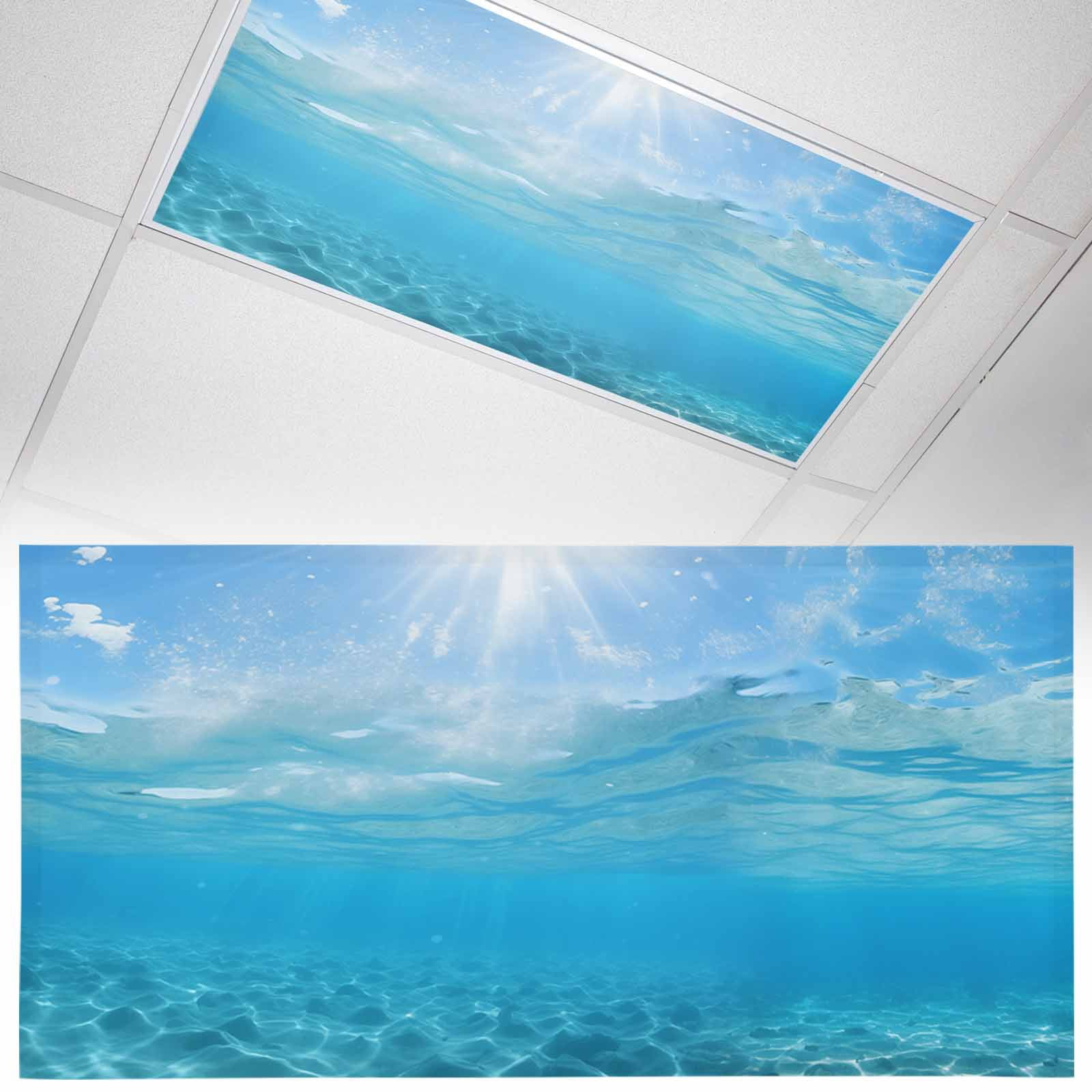 1 Pack Magnetic Fluorescent Light Covers, 2x4 Ft, Summer Sea Water Blue ...
