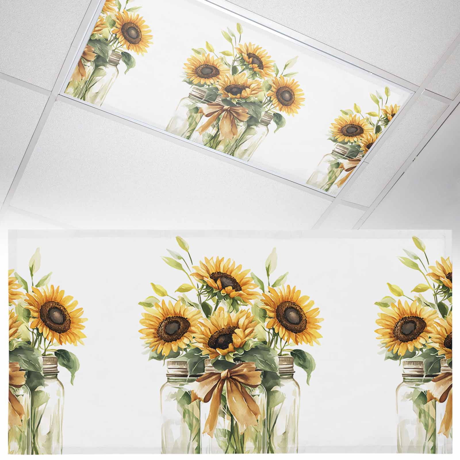 1 Pack Magnetic Fluorescent Light Covers, 2x4 Ft, Sunflower Summer ...