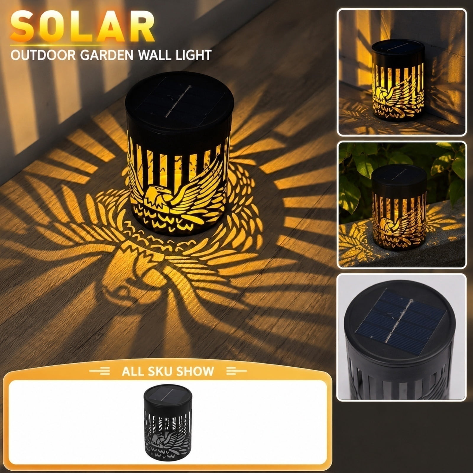 1 Pack Mandala Solar Lights Outdoor Wall Lights, Black Metal Solar ...