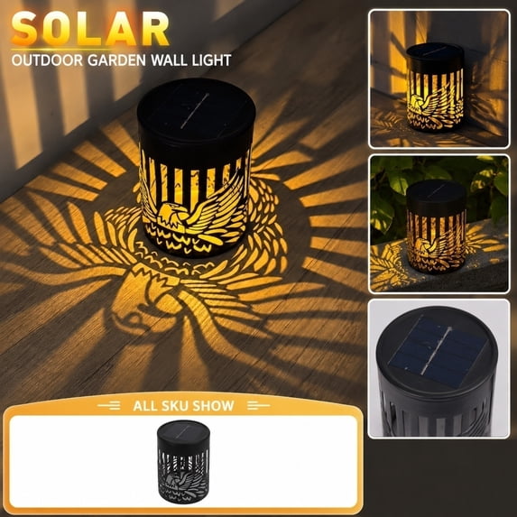 1 Pack Mandala Solar Lights Outdoor Wall Lights, Black Metal Solar ...