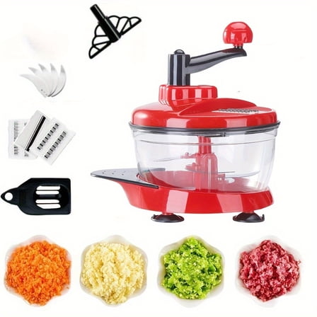 OhhGo Multi-Functional Manual Food Processor, 8 Cup Hand-powered Crank ...